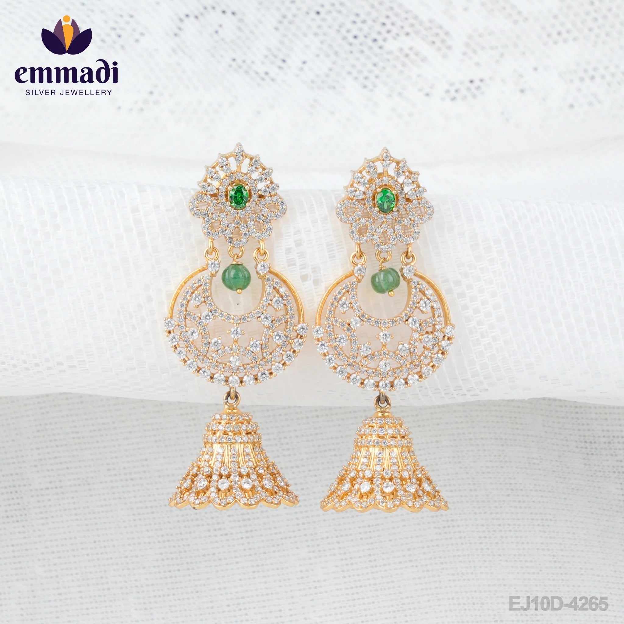 Ashirya Buttalu CZ Green Handcrafted 92.5 silver earrings plated with