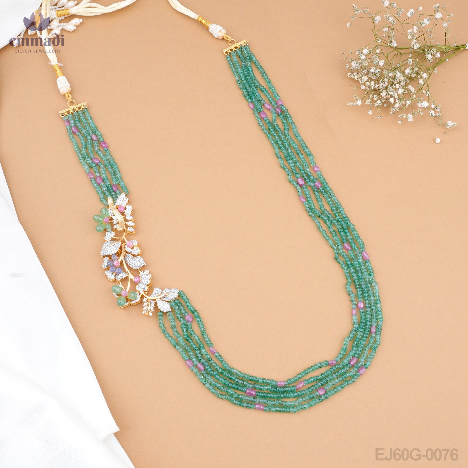Long Necklace - Gemstone With Set @ – Emmadi Silver Jewellery